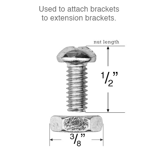 Nut and Bolt for Attaching Mounting Hardware to Extension Brackets ...
